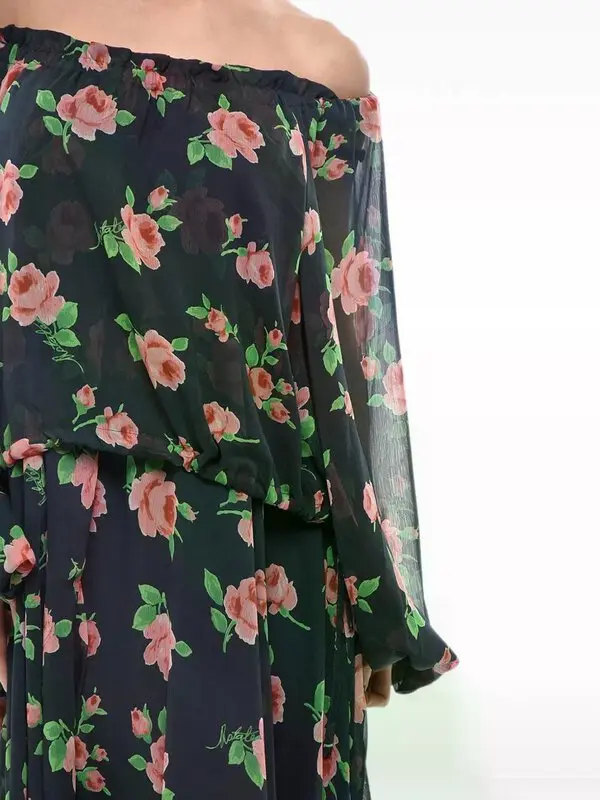 ROTATE BY BIRGER CHRISTENSEN Floral-print Off-shoulder Chiffon Maxi Dress