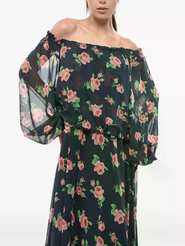 ROTATE BY BIRGER CHRISTENSEN Floral-print Off-shoulder Chiffon Maxi Dress