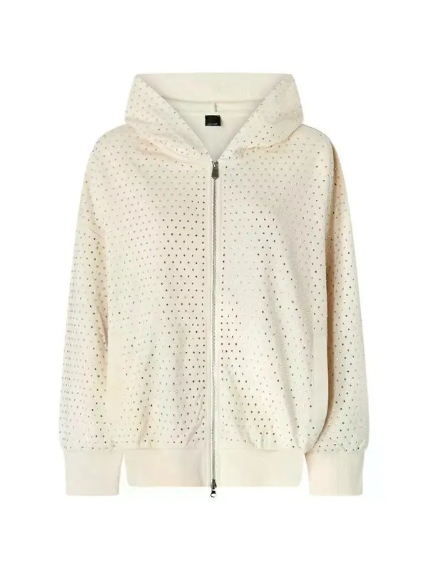 Pinko Rhinestone-embellished Zip-up Hoodie - Neutrals