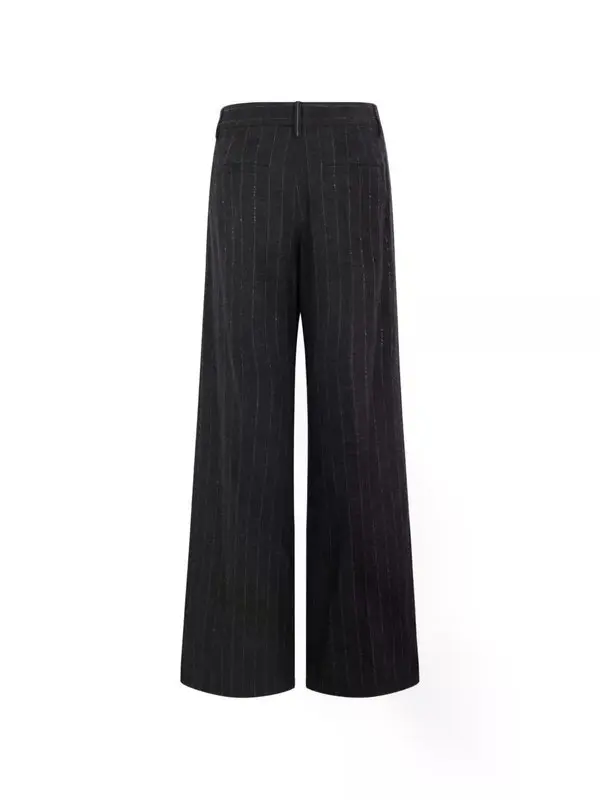 Brunello Cucinelli Pinstripe Sequin-embellished Palazzo Pants - Grey