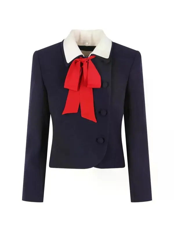 Valentino Garavani Bow-detail Wool Jacket - Blue