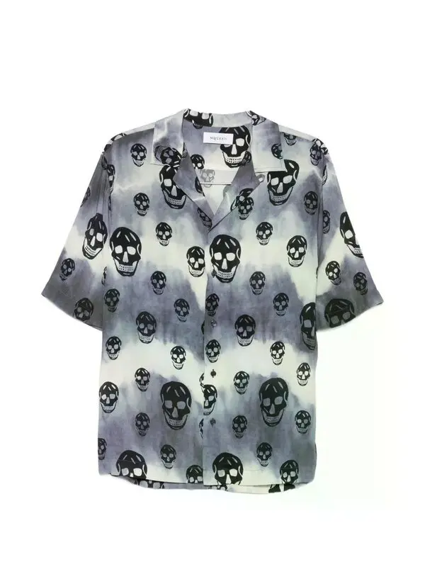 Alexander McQueen Skull-print Tie-dye Shirt - Blue