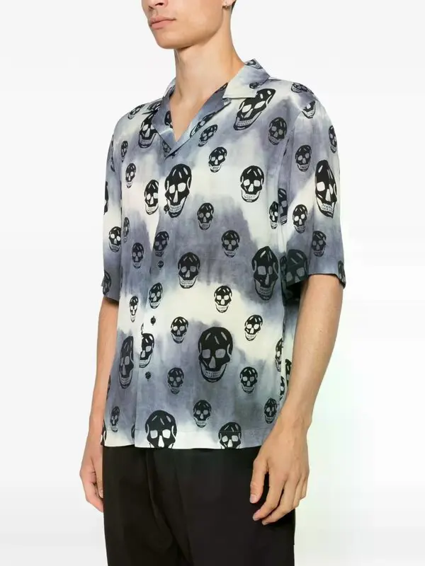 Alexander McQueen Skull-print Tie-dye Shirt - Blue