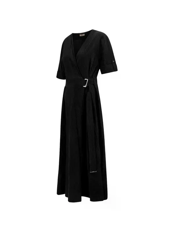 Herno Belted Seersucker-texture Midi Dress