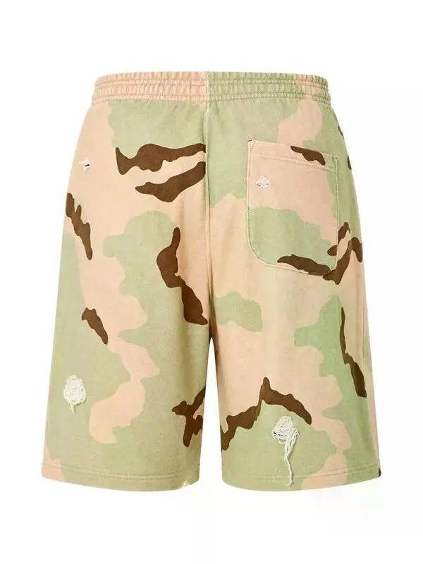 BOTT Camouflage-print Embroidered-patch Shorts