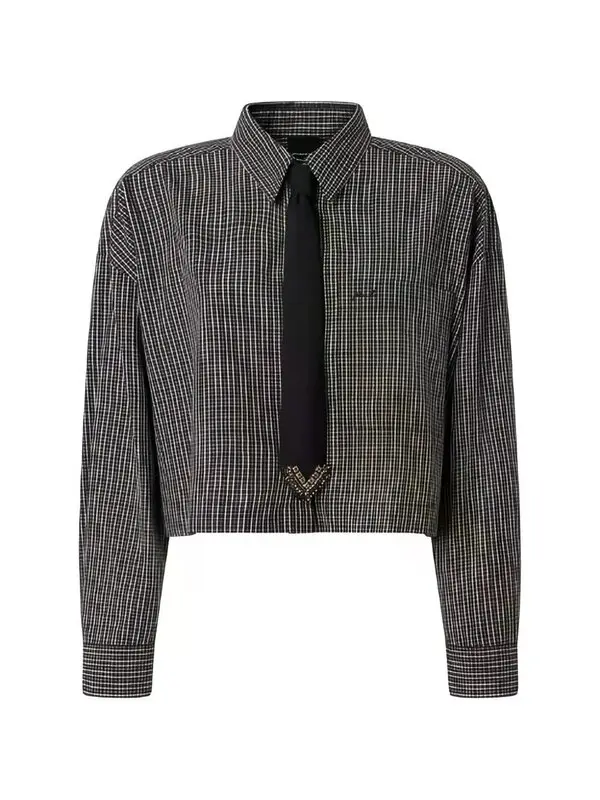 Pinko Check-pattern Cropped Shirt - Black