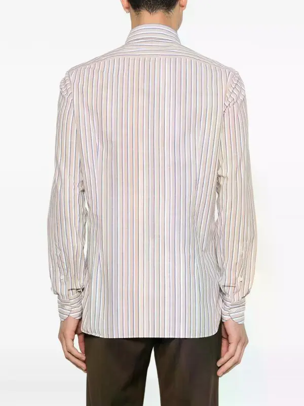 LUIGI BORRELLI Rio Striped Long-sleeve Shirt - Neutrals