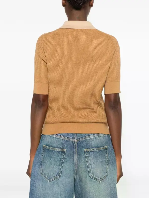 JW Anderson Contrast-collar Short-sleeve Polo Top - Neutrals