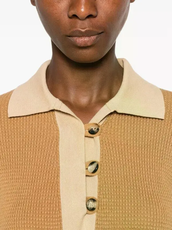 JW Anderson Contrast-collar Short-sleeve Polo Top - Neutrals