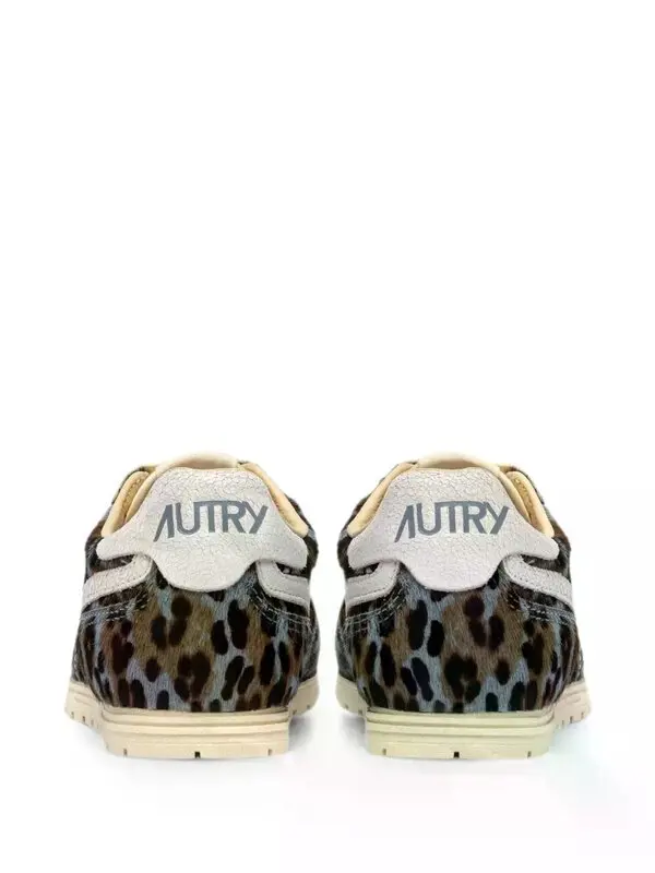 AUTRY Windspin Low Leopard-print Pony-hair Sneakers - Grey