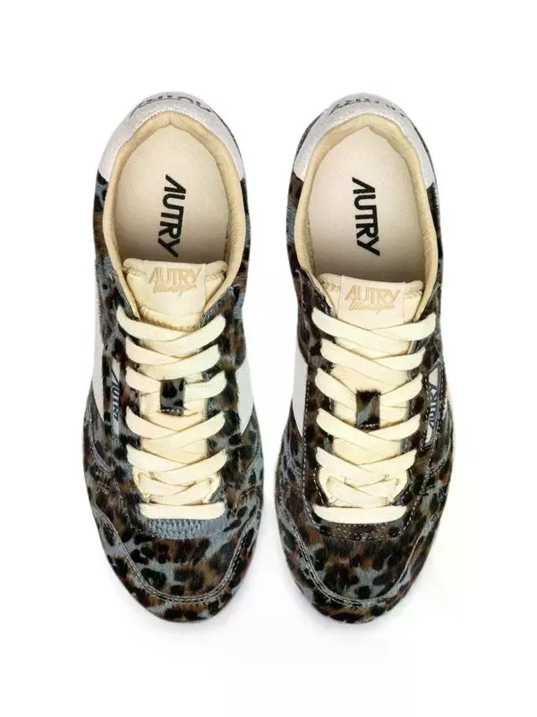 AUTRY Windspin Low Leopard-print Pony-hair Sneakers - Grey