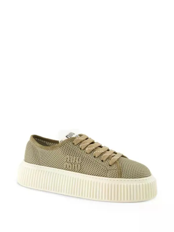 Miu Miu Mesh Platform Sneakers - Brown