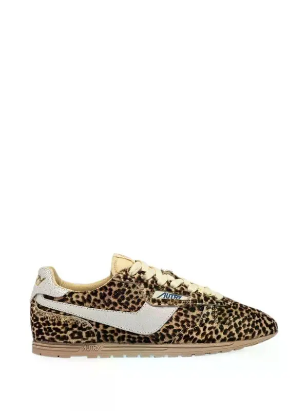 AUTRY Windspin Leopard Leopard-print Pony-hair Sneakers - Brown