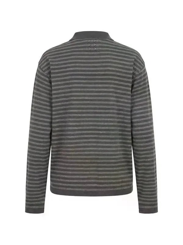 NILI LOTAN Striped Long-sleeve Polo Shirt