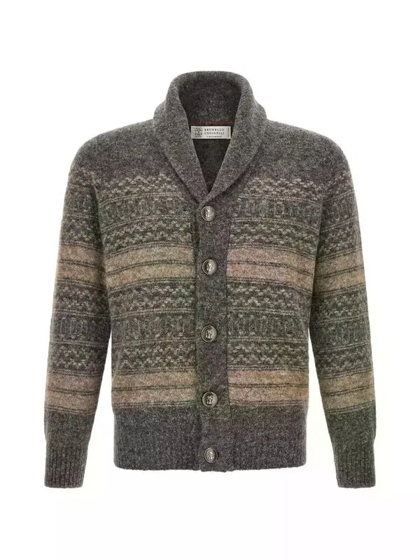 Brunello Cucinelli Nordic Jacquard Cardigan - Grey