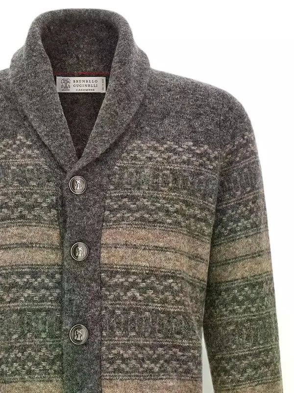 Brunello Cucinelli Nordic Jacquard Shawl Collar Cardigan