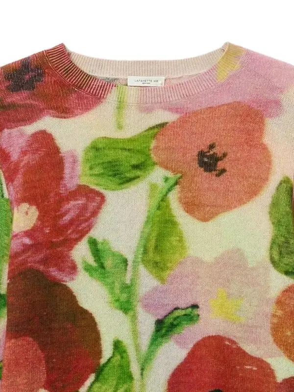 Lafayette 148 New York Floral-print Crew-neck Sweater