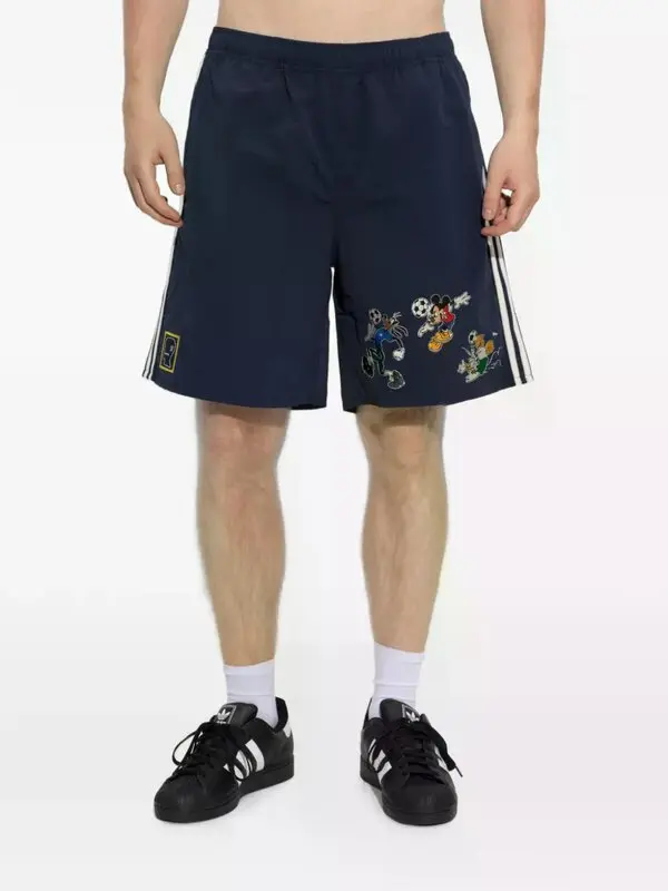 Adidas X Disney X Brain Dead Cartoon-appliqué Track Shorts - Blue