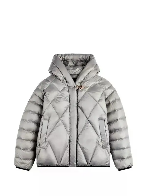 FAY Argyle Quilted Hooded Jacket