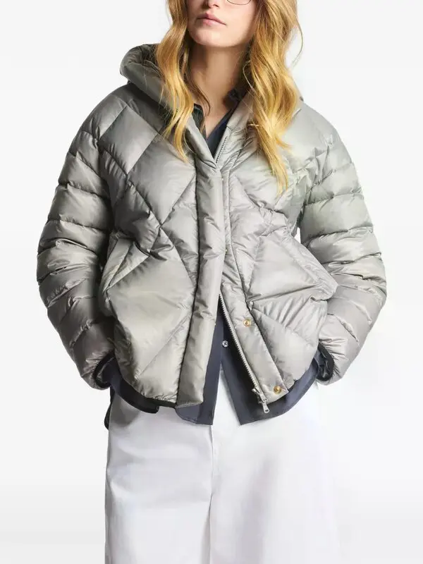 FAY Argyle Quilted Hooded Jacket