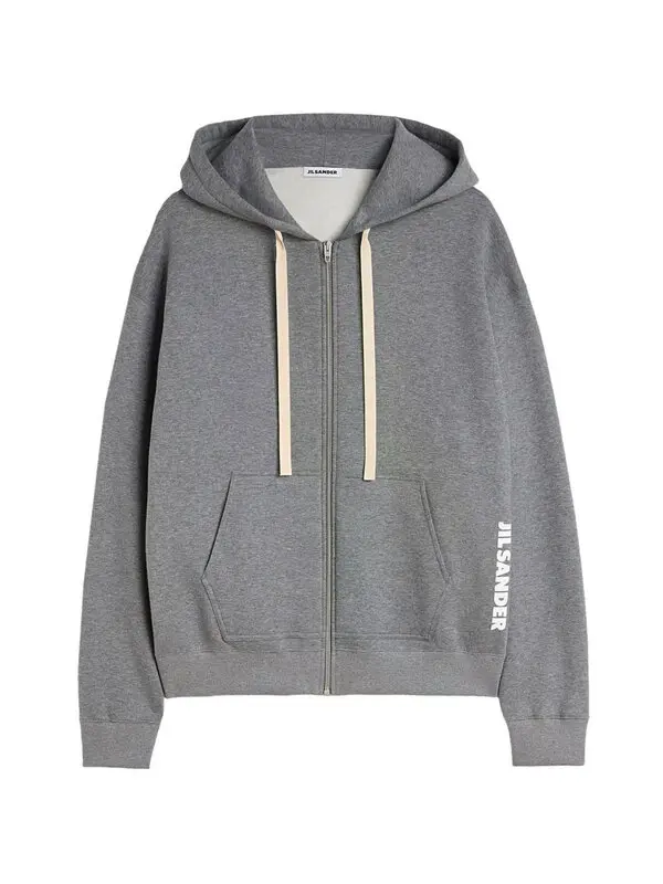 JIL SANDER Logo-print Zip-up Hoodie - Grey