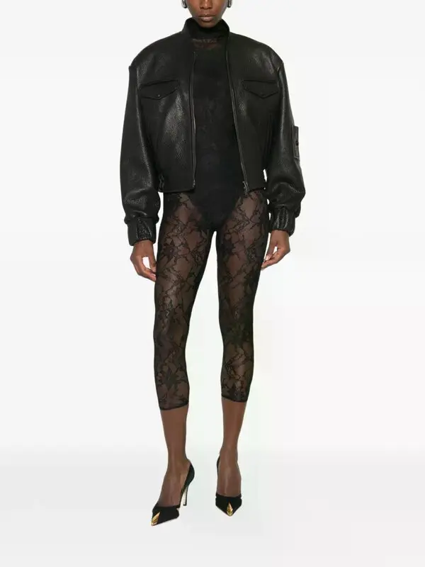 Andamane Ziggy Lace-patterned High-neck Bodysuit - Black