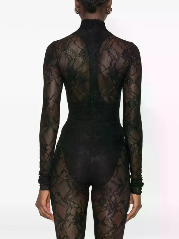 Andamane Ziggy Lace High-neck Bodysuit - Black