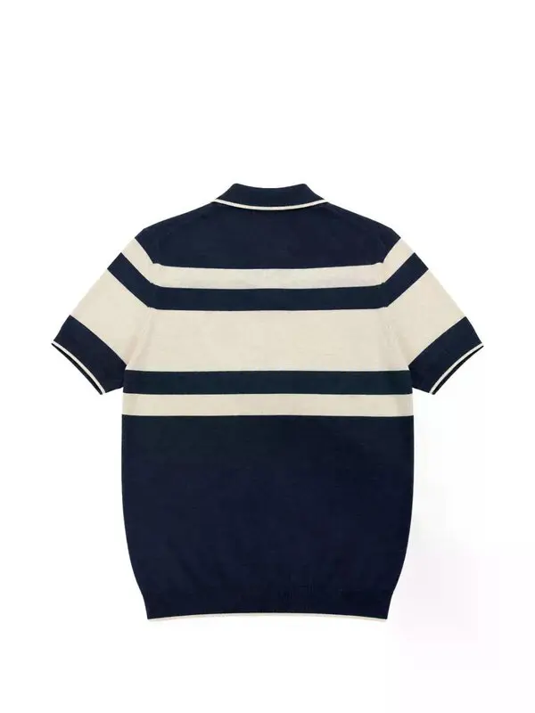 HERITAGE Striped Short-sleeve Polo Shirt - Blue