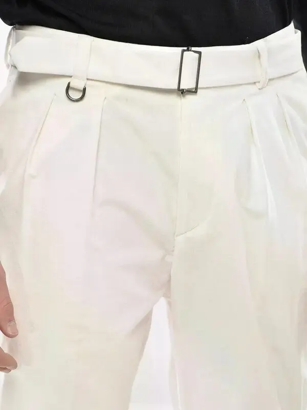 PAOLO PECORA Tailored Belted Velvet Finish Trousers