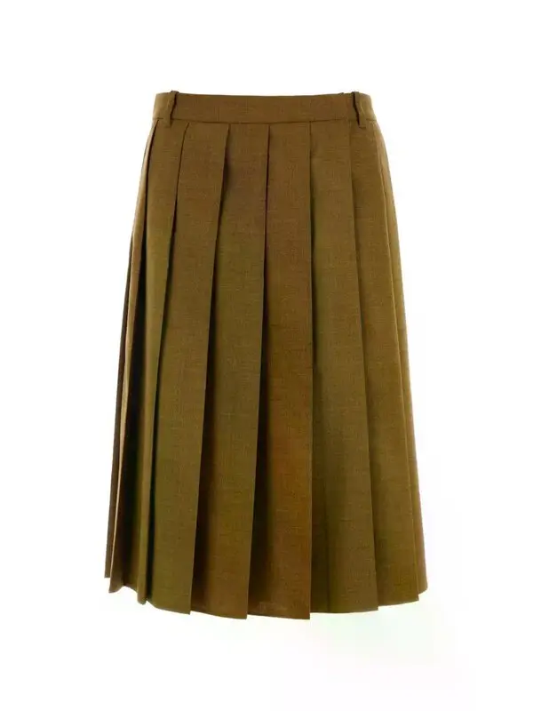Prada Pleated Midi Skirt - Brown