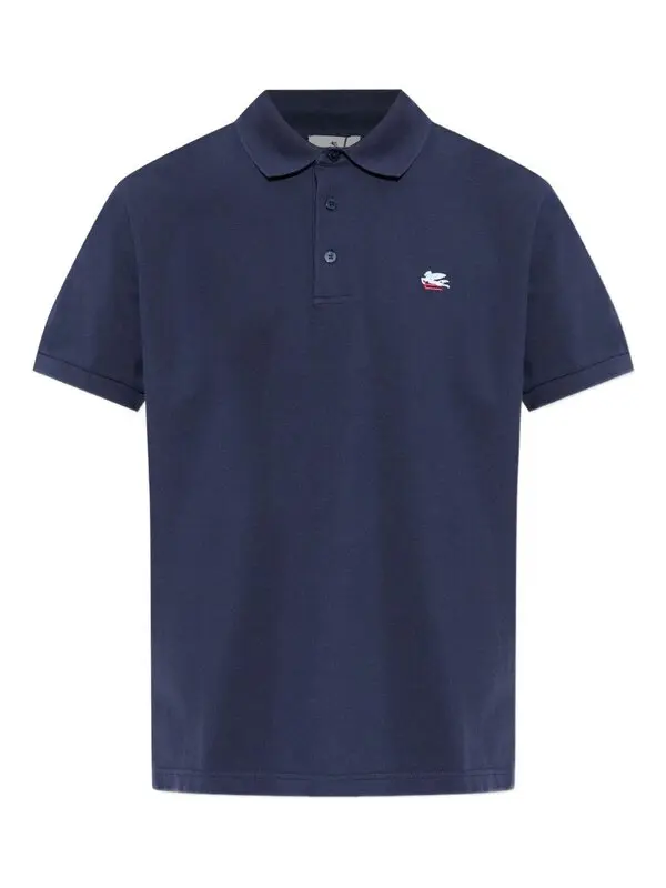 Etro Logo Cotton Polo Shirt - Blue