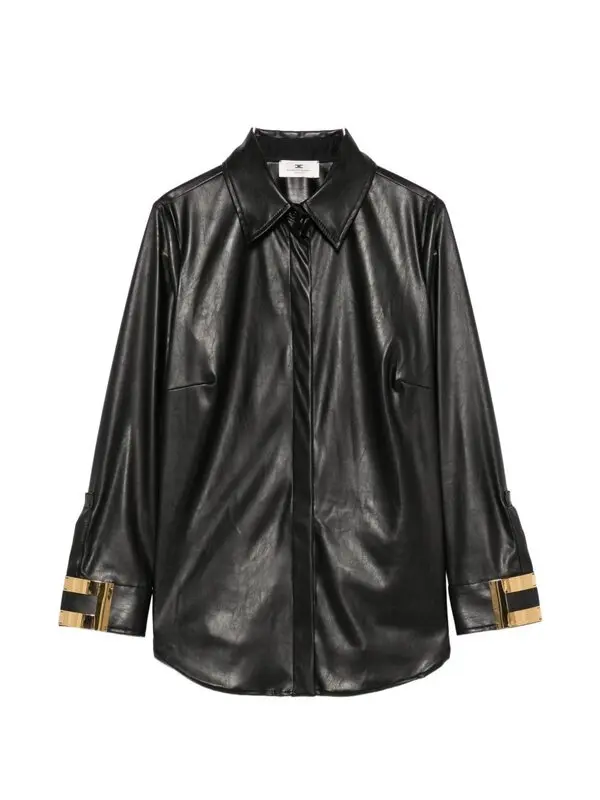 Elisabetta Franchi Faux Leather Shirt - Black