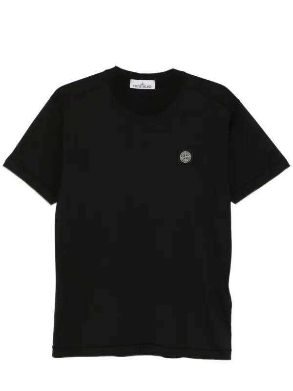 Stone Island Logo Cotton T-shirt - Black