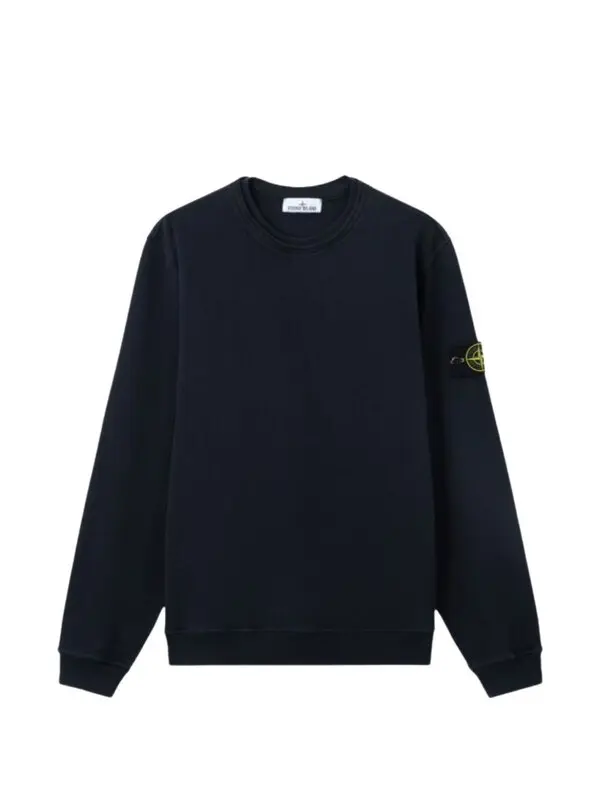 Stone Island Crew Neck Sweater With Logo - Blue