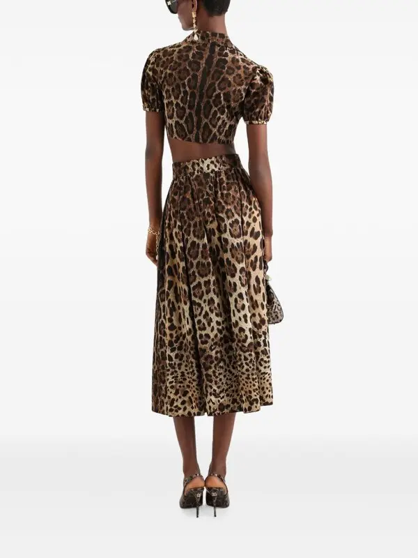 Dolce & Gabbana Leo Print Cotton Midi Skirt