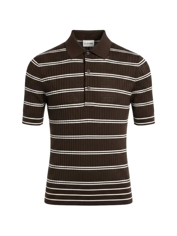Closed Striped Wool Polo Shirt - Brown