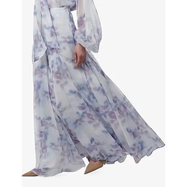 LEEM Floral-print High-rise Chiffon Maxi Skirt