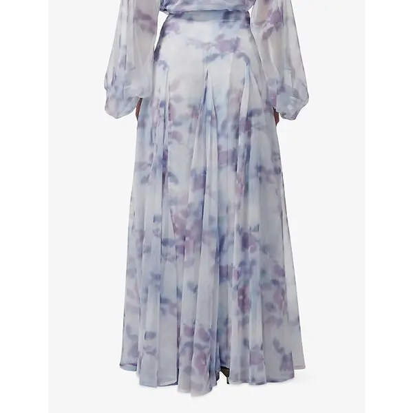 LEEM Floral-print High-rise Chiffon Maxi Skirt