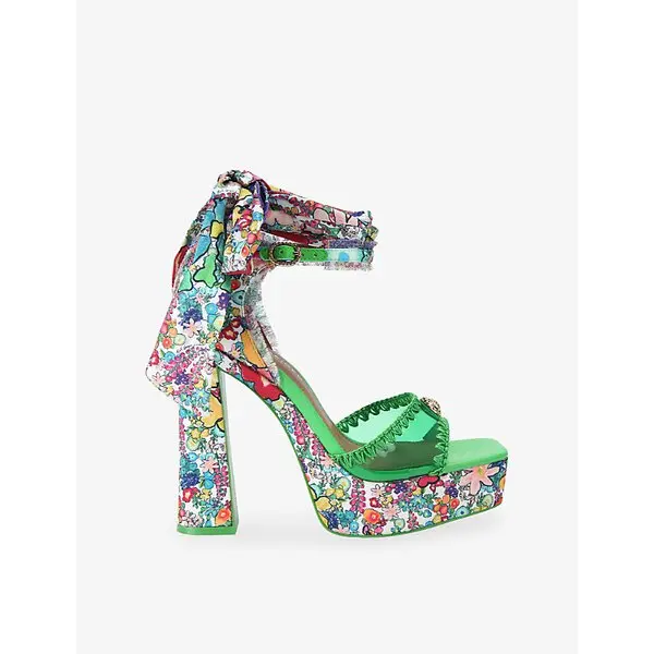 Kurt Geiger Vinyl Tie Woven Platform-heel Sandals - Mult/other
