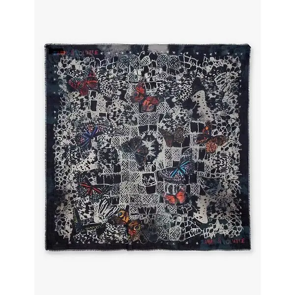 Zadig&Voltaire Kerry Butterfly-print Modal Scarf - Ink