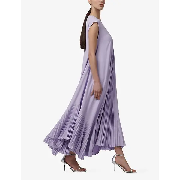 LEEM Round Neck Kaftan With Pleated Panels