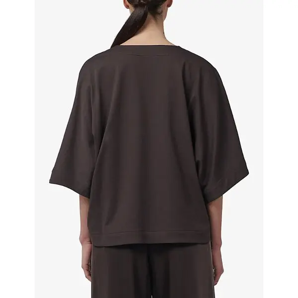 LEEM V-neck Embellished Cotton Top