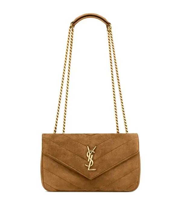 Saint Laurent Small Suede Loulou Shoulder Bag - Beige