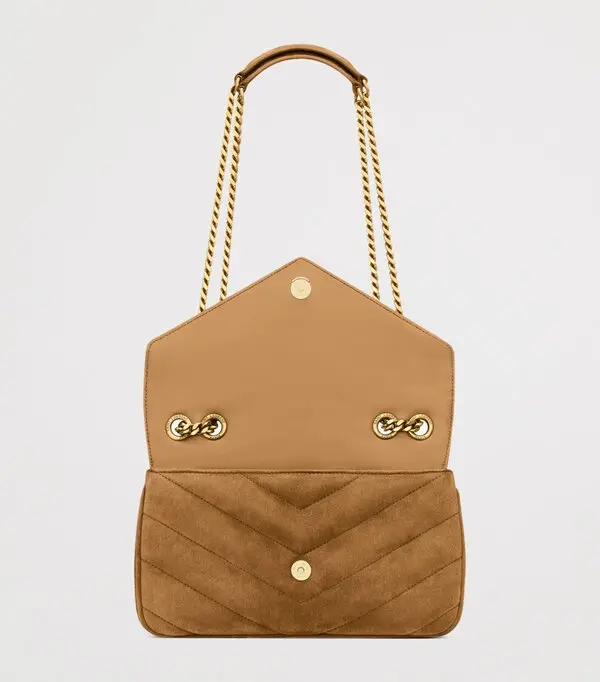 Saint Laurent Small Suede Loulou Shoulder Bag - Beige