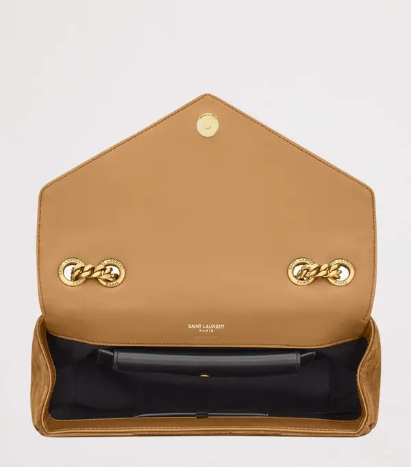 Saint Laurent Small Suede Loulou Shoulder Bag - Beige