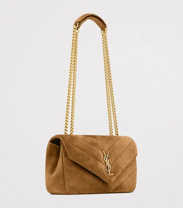 Saint Laurent Small Suede Loulou Shoulder Bag - Beige