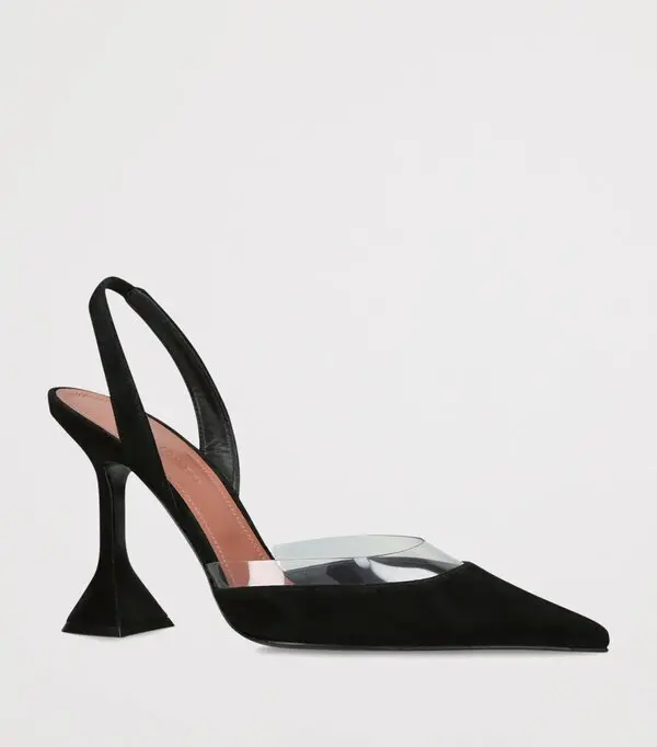 Amina Muaddi Suede Lara Slingback Heels 95