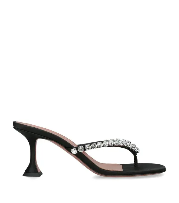 Amina Muaddi Satin Crystal-embellished Gigi Heeled Sandals 70 - Black