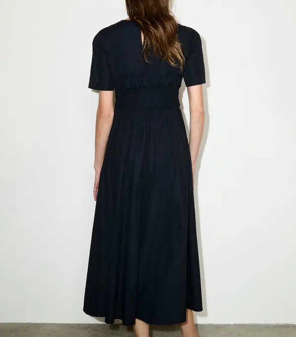 Max & Co. Shirred Cotton-virgin Wool Midi Dress