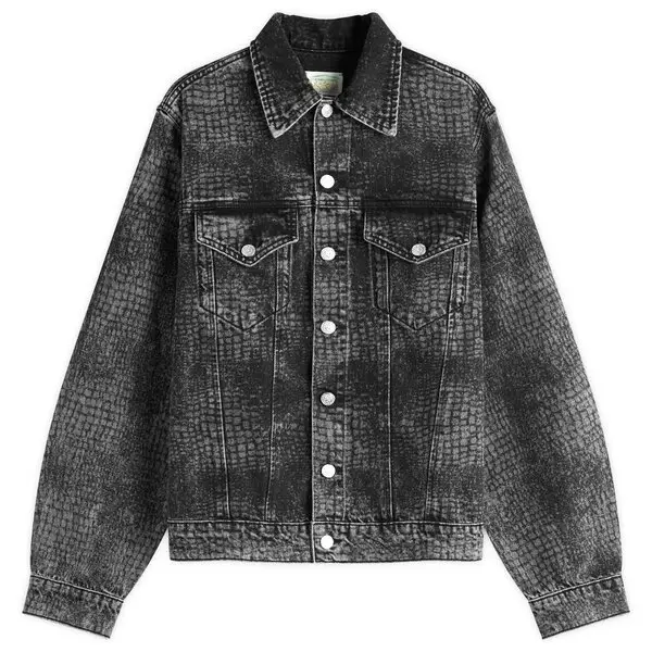 Aries Lasered Croc Trucker Jacket - Black